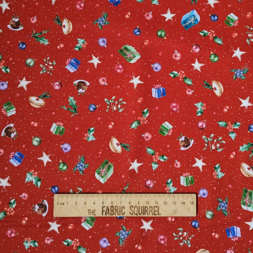 Red Christmas Fabric - One Snowy Day Wrendale Designs by Han | The ...