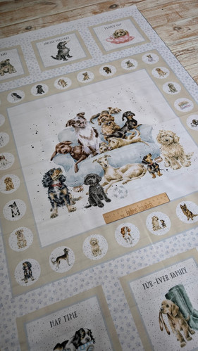 Dog Quilt Panel Fabric - Whiskers and Paws by Wrendale Designs | The ...