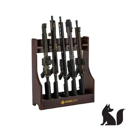Evike x King Arms Adjustable Deluxe Real Wood Gun Rack | Fox Paintball