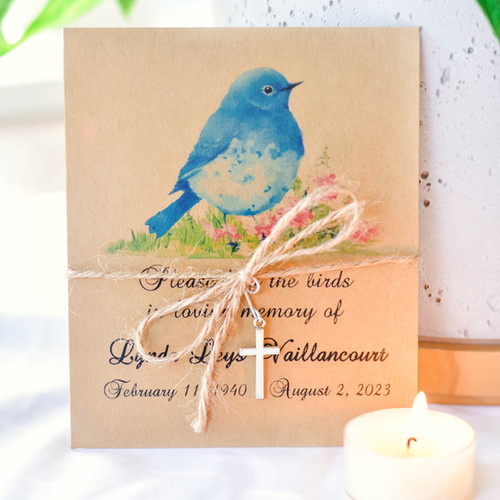 Blue Bird Floral Funeral Bird Seed Packets, Memorial Gifts For Guests ...