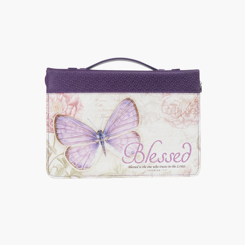 Blessed Purple Butterfly Blessings Faux Leather Fashion Bible Cover ...