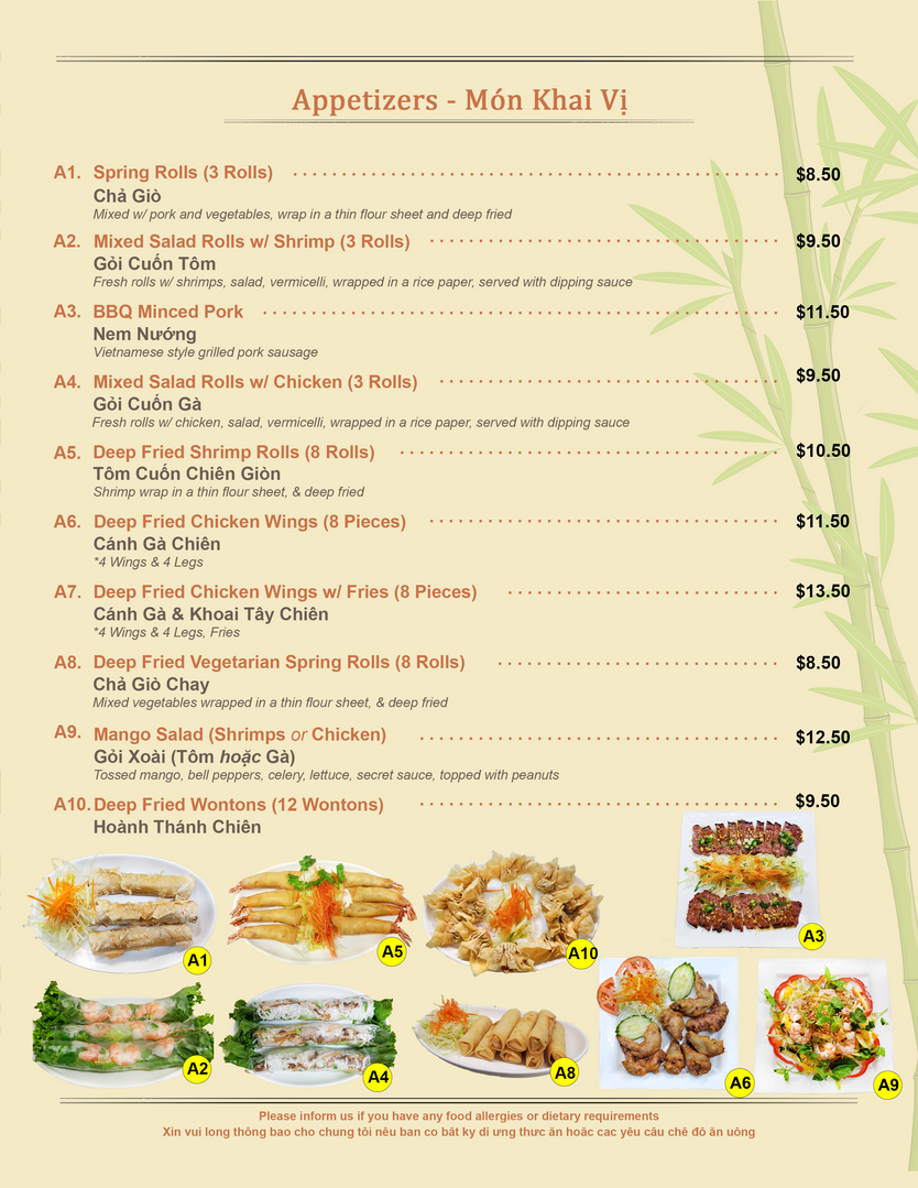 MENU | Pho T&T