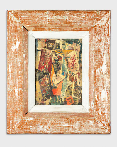 Ellwood Graham Abstract Oil Painting on Masonite, Signed with Portrait ...