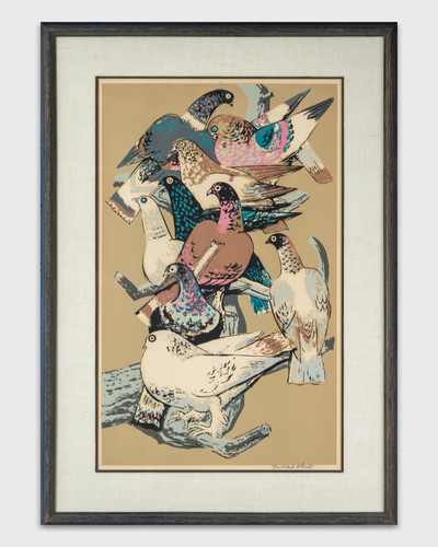 Original Millard Sheets (1907-1989) Color Serigraph "Startled Birds ...