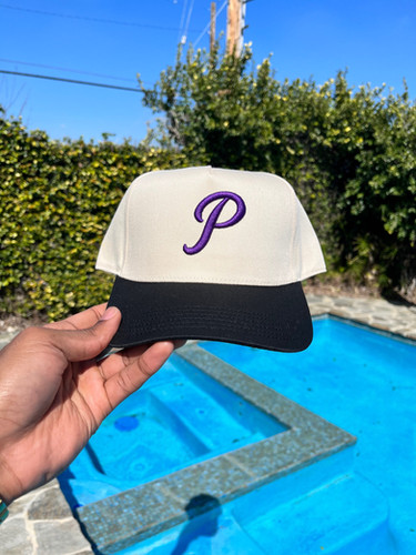 “P” Black & Cream Snapback | Purple Pimpin Willie