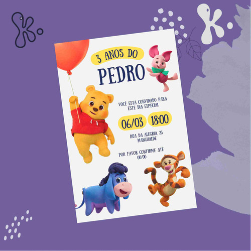 Convite Digital Playdate with Winnie the Pooh 3D para Aniversário de ...