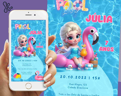 Convite Digital Elsa Frozen Pool Party 11 | KidsArt