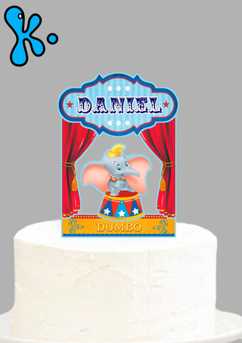 Topo de Bolo Dumbo Circo – Personalizado com Nome da Criança | KidsArt