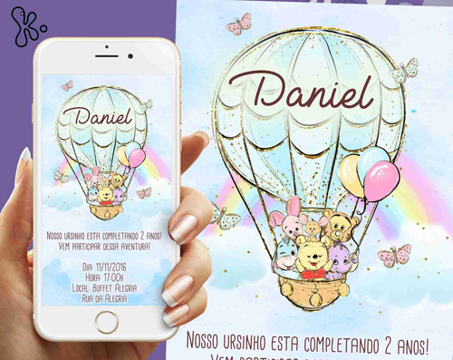 Convite Digital Winnie The Pooh Baby 3 | KidsArt