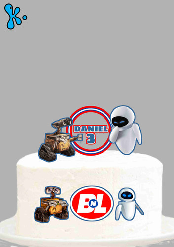 Topo de Bolo Wall-E e Eve com Nome Personalizado | KidsArt