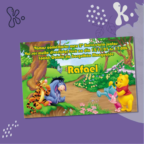 Convite Digital Winnie The Pooh com Tema Floresta para Aniversário ...