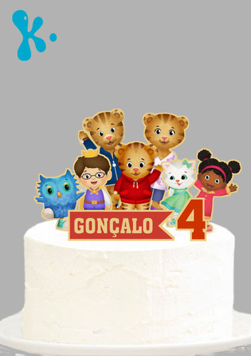 Topo de Bolo Daniel Tigre com Nome e Personagens | KidsArt