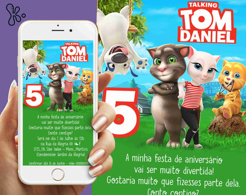 Convite Digital Talking Tom Personalizado – Envia Online ou Imprime ...