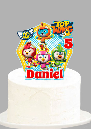 Topo de Bolo Top Wing com Nome e Idade – Pronto a Usar | KidsArt