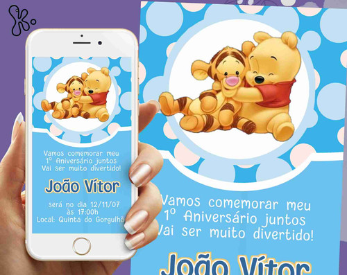Convite Digital Winnie The Pooh Baby | KidsArt