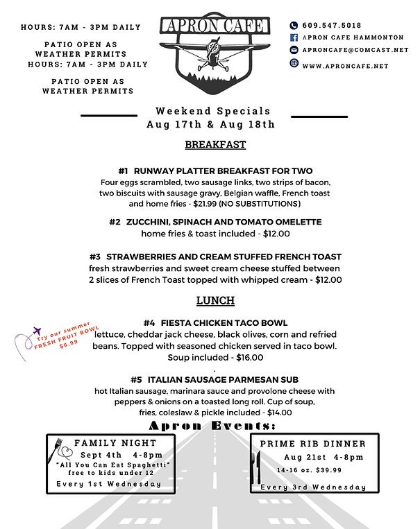WEEKEND SPECIALS | Apron Cafe