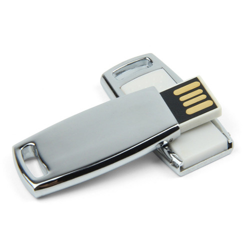 USB Stick Chrome Weiß FLAT Metall 1GB - 128GB | usb-germany