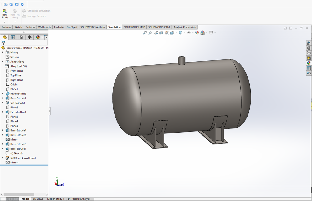 Pressure vessel / tank design analysis