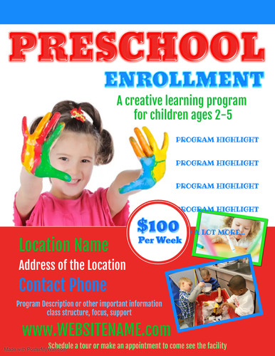 "Preschool Enrollment" Flyer Template | ExclusivelyYours