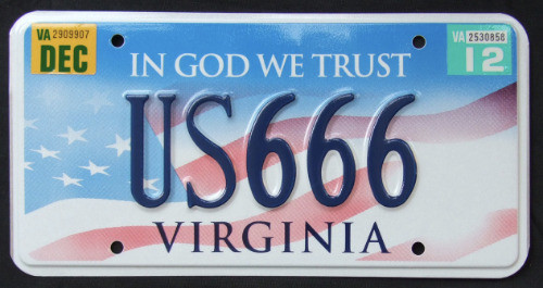 Virginia IN GOD WE TRUST US666 | Plate Barn