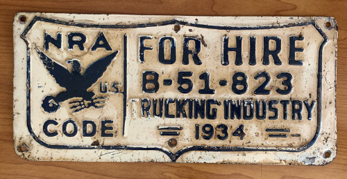 N R A Trucking Industry 1934 | Plate Barn