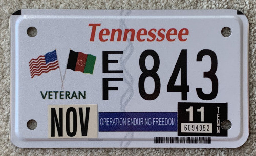 Tennessee OPERATION ENDURING FREEDOM Motorcycle 2011 | Plate Barn
