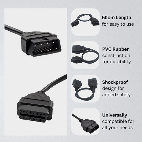 Universal OBD II 50 cm Extension Cable | MODAXE