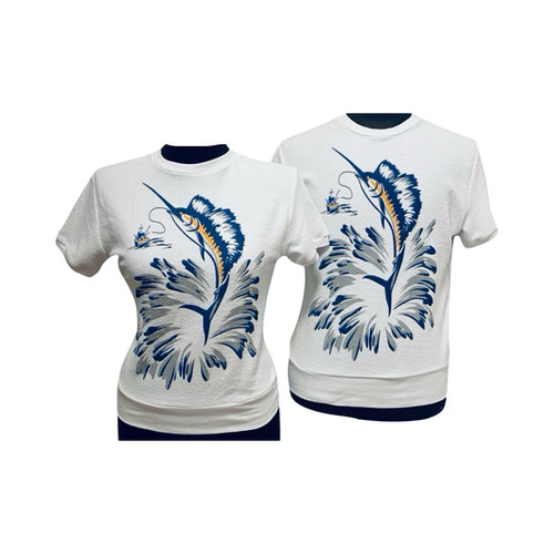 Swankys Vintage Swordfish White Crew-Neck shirt | Swankys Vintage