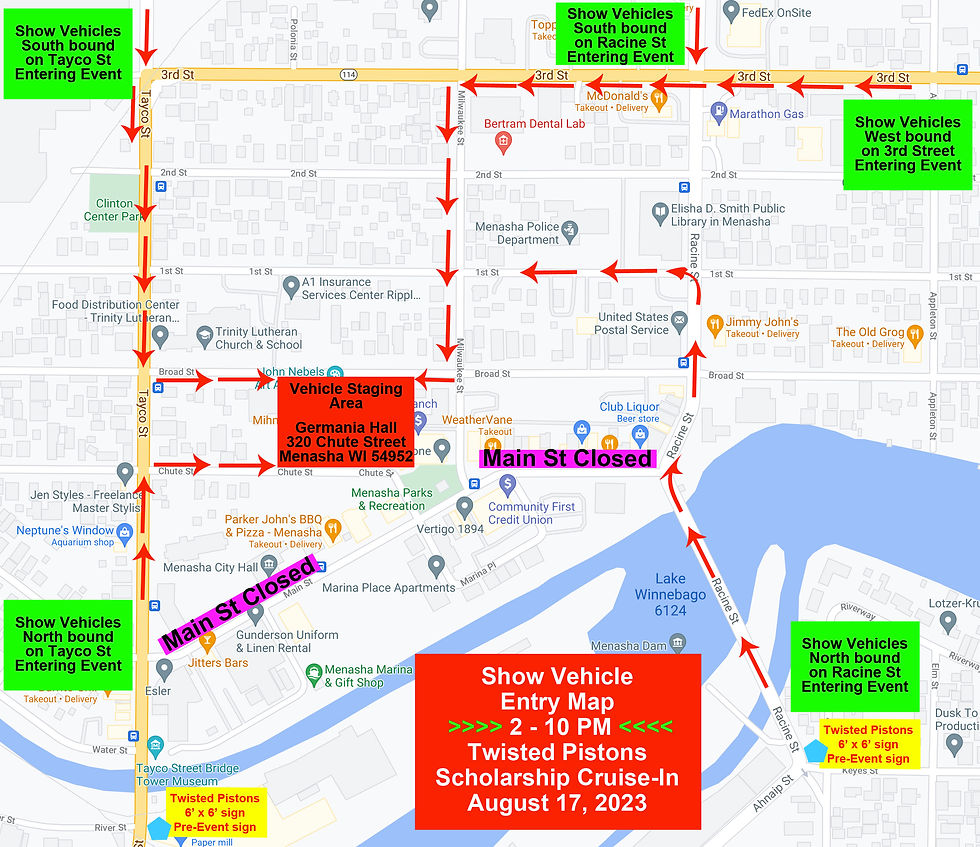 Maps & Schedule | Twisted Pistons Scholarship Cruise-In