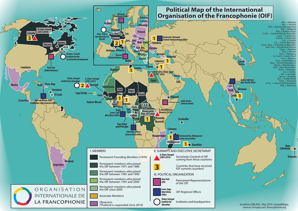 Francophonie: Political Map of the OIF