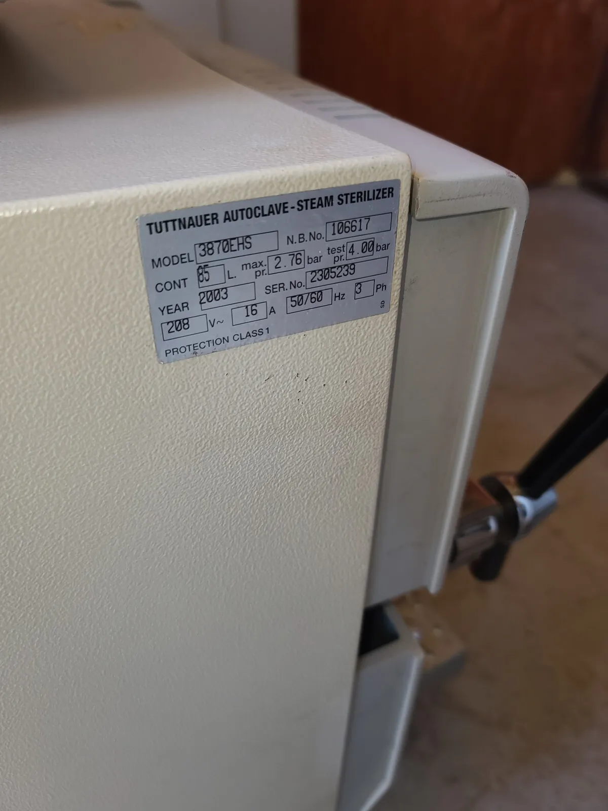 TUTTNAUER 3870 EHS High Speed pre-and post-vac autoclave 85 Liter 208v ...