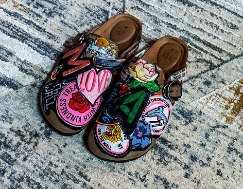 Varsity Patched Footbed Clogs | thebagjunkishop