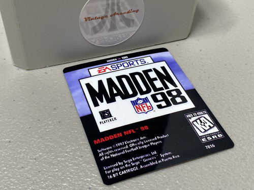 Madden NFL 98 (Sega Genesis) Replacement Game Label | Vintage Arcading