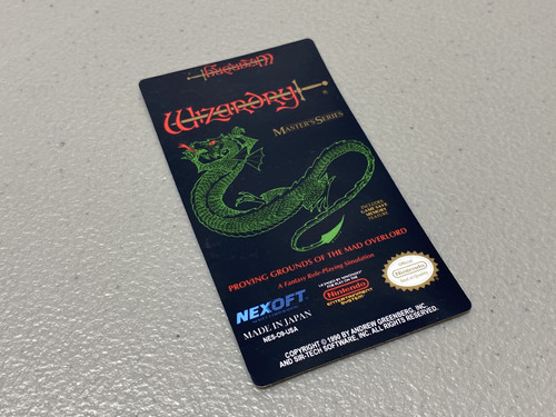 Wizardry (NES) Replacement Game Label | Vintage Arcading