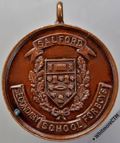 1928 Salford Secondary School for Boys prize Medal 26mm Bronze with ...