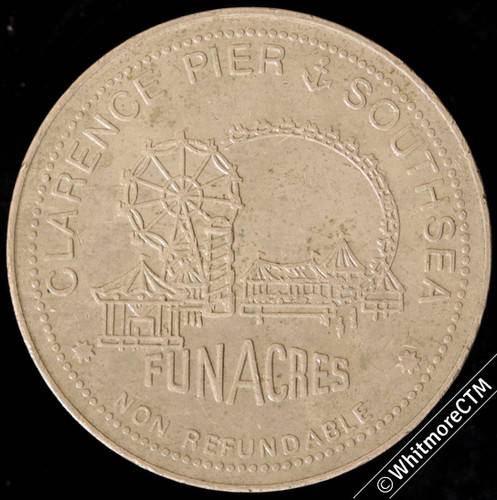 Southsea Amusement Park Ride Token 31mm View of Fairground / Clarence ...