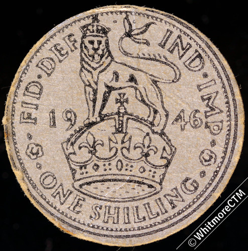 1946 Toy Coin Uniface English Shilling - Silver Card 24mm. Not in Evans ...
