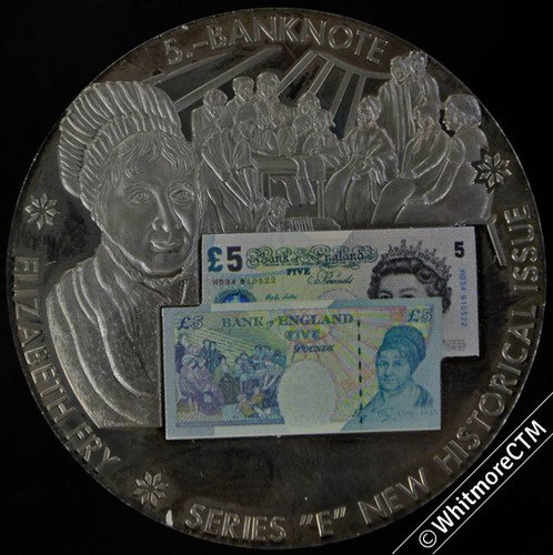 2001 British Banknote £5 Series E Medal 50mm Elizabeth Fry Series Cupro ...