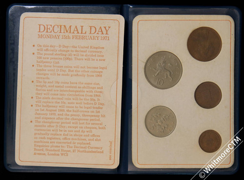 1971 Decimal Day Coin set 10p 5p 2p 1p 1/2p in blue holder | whitmore