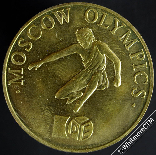 1980 Moscow Olympics - Greek athlete Medal 39mm. Presented by Pye. Gilt ...