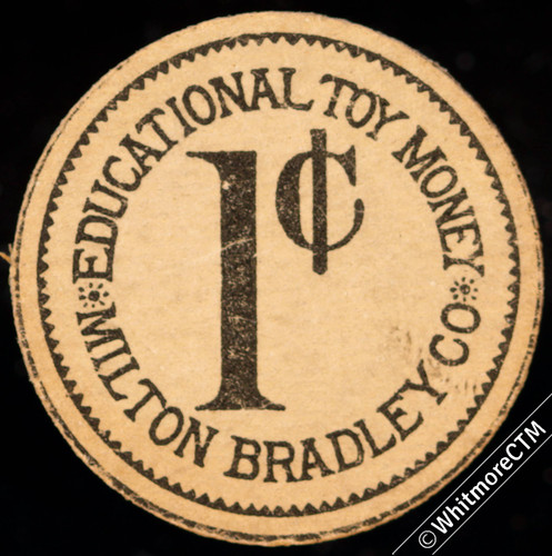 USA 19th C Toy Coin, Milton Bradley Educational Money 1c, 19mm. Clo B38 ...