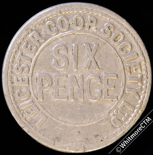 Leicester Co-Operative Society Token 26mm Six Pence. Aluminium | whitmore