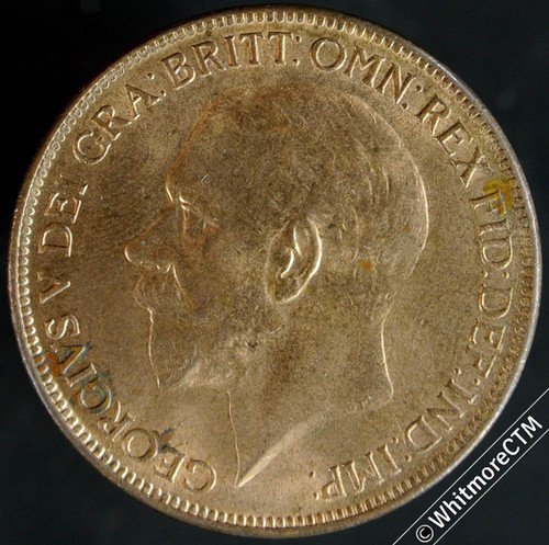 1927 British Bronze Penny George V - 90% Luster | whitmore