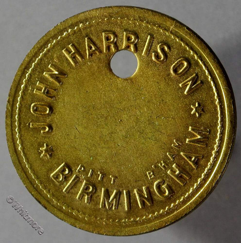 Market Token Birmingham John Harrison 3s/- By Pitt. Gilt brass 28mm ...