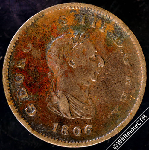 1806 British Copper Halfpenny George III 3 berries | whitmore