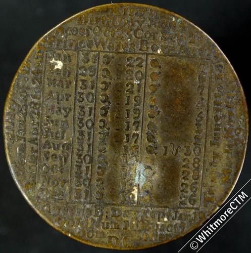 Calendar 1784 James Davies Birmingham 38mm - Bronze | whitmore
