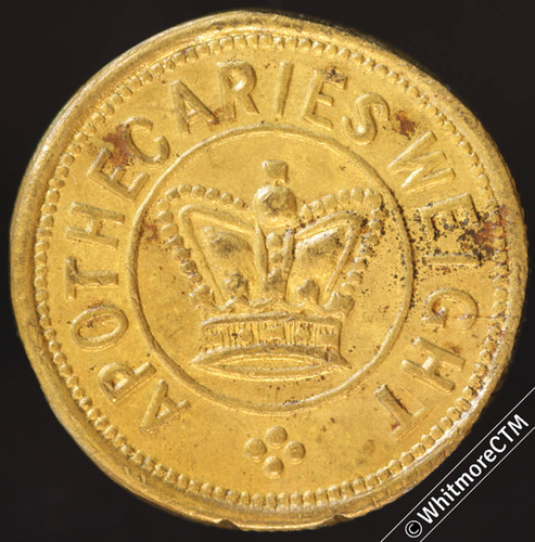 Apothecaries Weight 2 Drachms 3ij Brass 7.78g, Biggs 1228 | whitmore