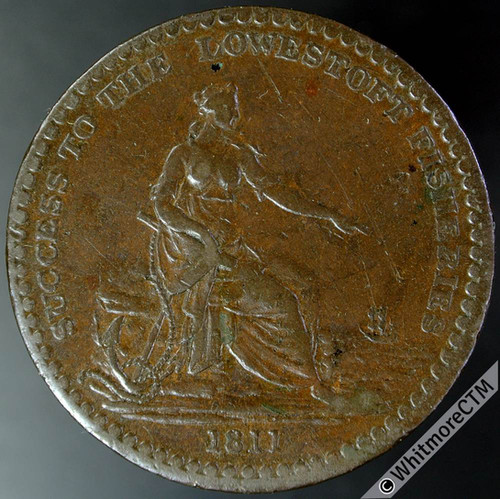 19th Century Penny Token Lowestoft 851 1811 Female seated on seashore ...