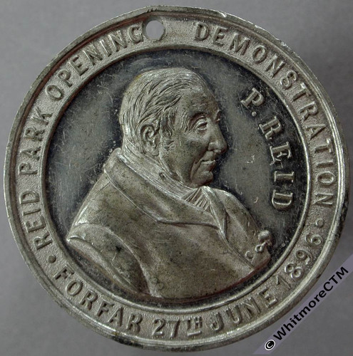 Forfar 1896 Reid Park opening Medal 38mm By Ottley. White metal ...