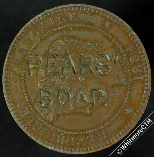 Countermarked French Coin 22.218A 10c 1884A “Pears’ Soap.” very late ...